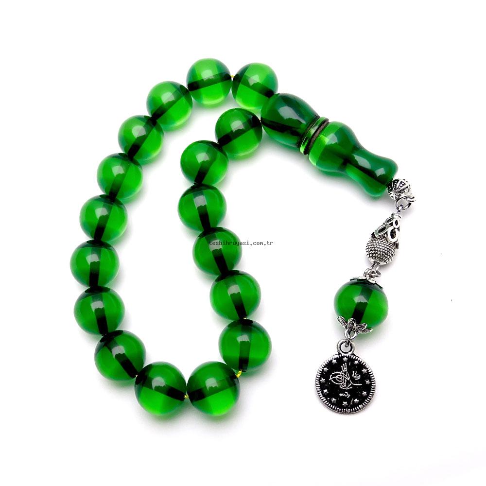 Yeşil Sürmeli Efe Maskot Toz Sıkma Kehribar Tesbih - 227.49 TL + KDV